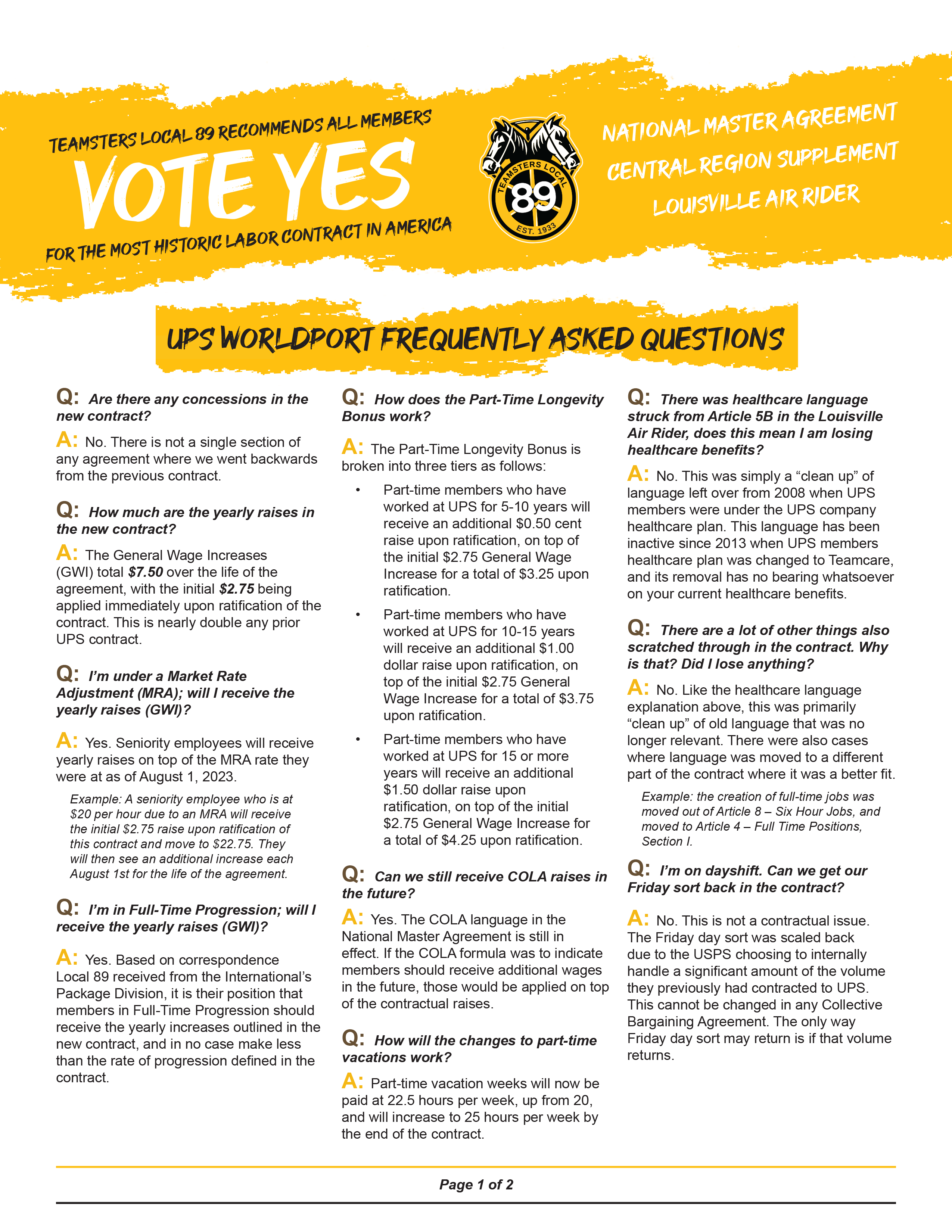 Teamsters Local 89 UPS 2023 Contract